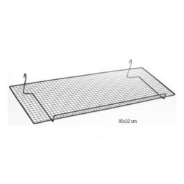 Trådhylde, lige, til gitter, sort hammerlak, L80 x 32 cm, med forkant